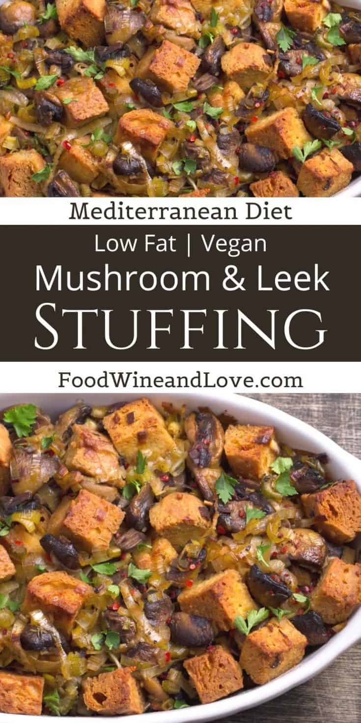 Low Fat Vegan Mushroom Stuffing - Food Wine and Love