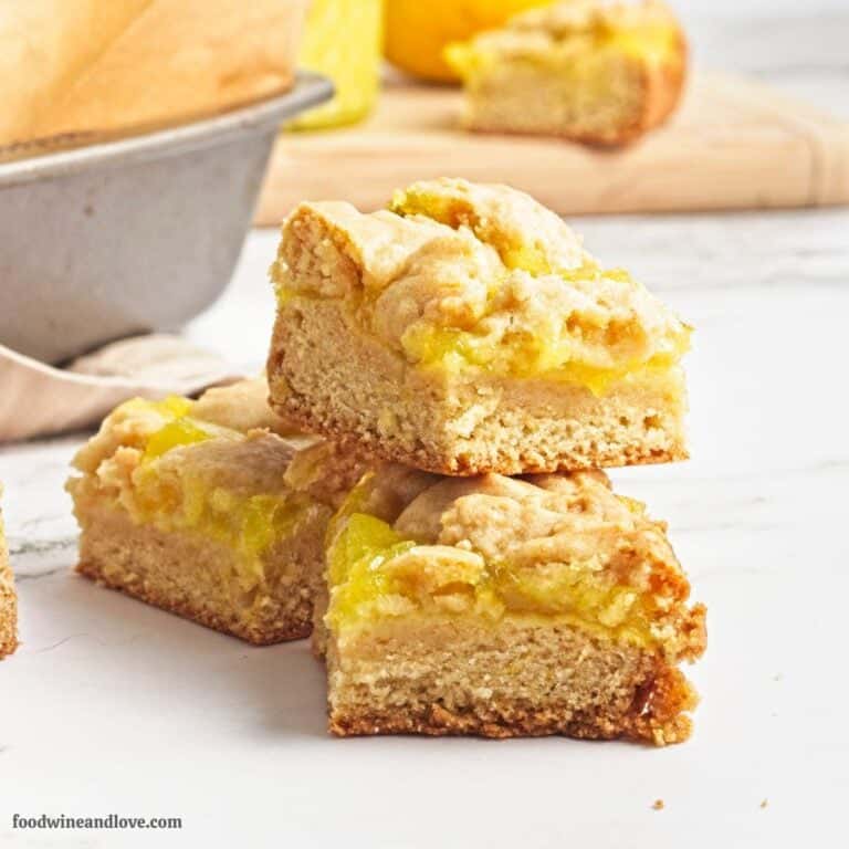 Vegan Lemon Curd Cookie Bars - Food Wine and Love